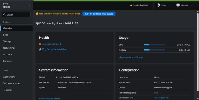 Cockpit On Raspberry Pi The Ultimate Monitoring Tool Raspberrytips